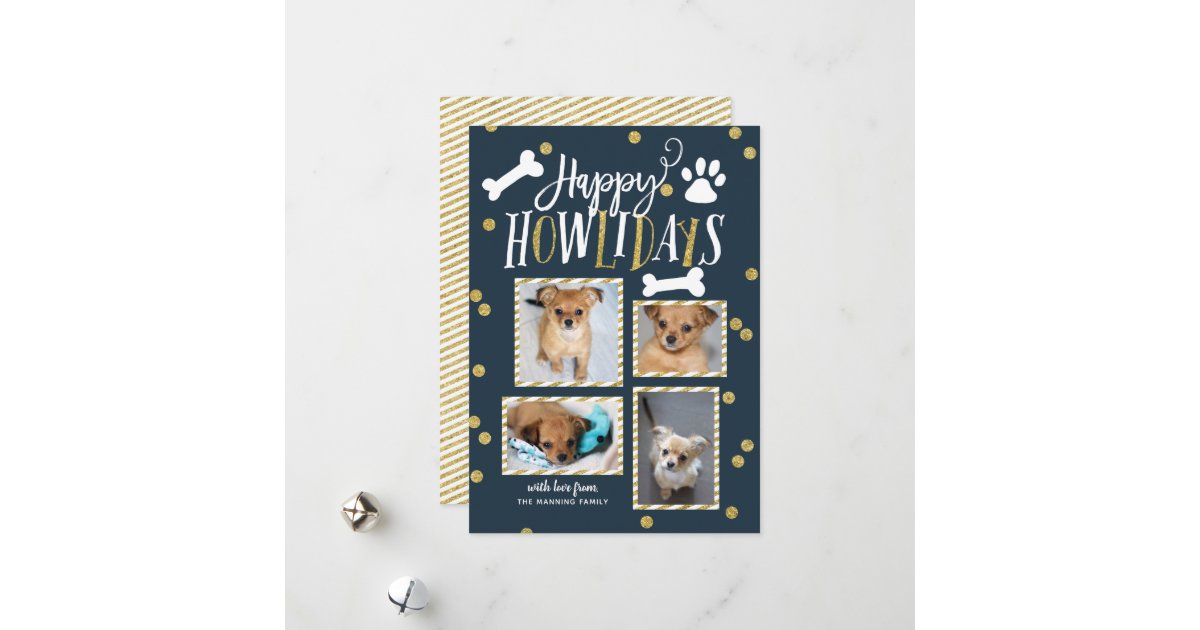 Happy Howlidays | Christmas Photo Collage Holiday Card | Zazzle