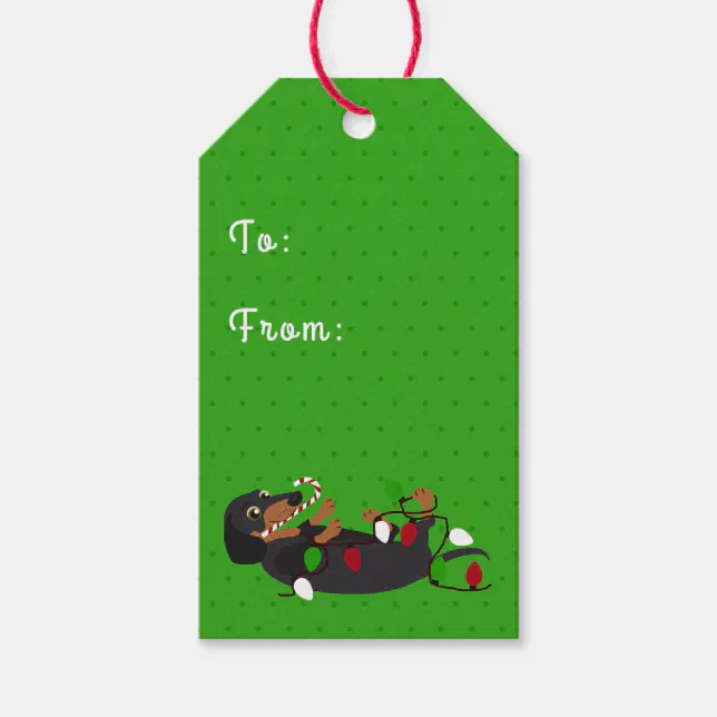 Happy HOWLidays Cute Dachshund Christmas Gift Tags | Zazzle