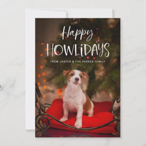 Happy Howlidays | Cute Pet Dog Christmas Photo Holiday Card | Zazzle