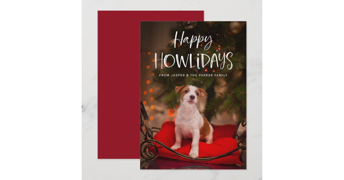Happy Howlidays | Cute Pet Dog Christmas Photo Holiday Card | Zazzle