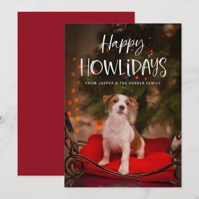 Happy Howlidays | Cute Pet Dog Christmas Photo Holiday Card | Zazzle