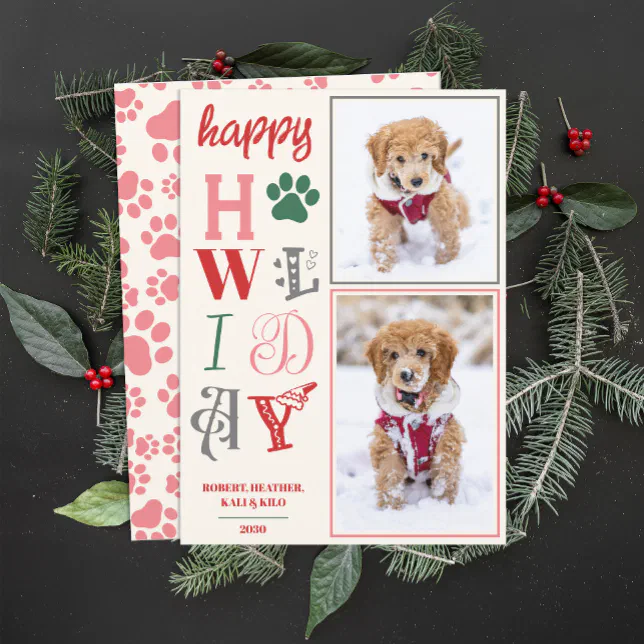 Happy Howlidays Dog Christmas Picture Custom Photo Holiday Card | Zazzle
