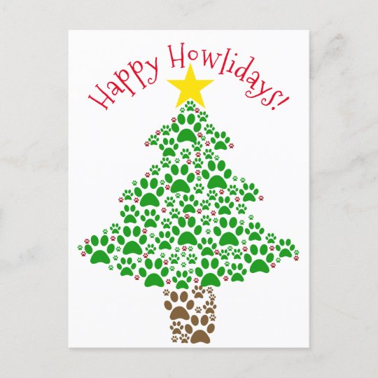 Happy Howlidays Fun Dog Lover Paw Print Photo Holiday Postcard | Zazzle.com