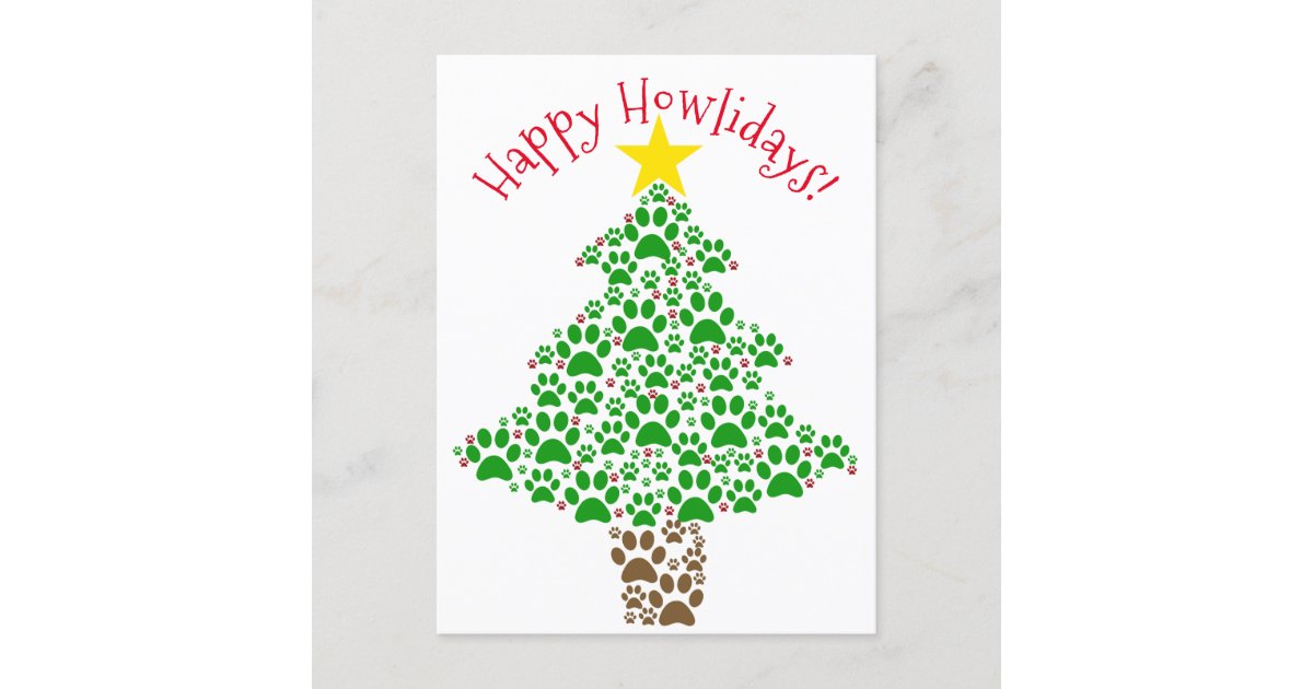 Happy Howlidays Fun Dog Lover Paw Print Photo Holiday Postcard | Zazzle