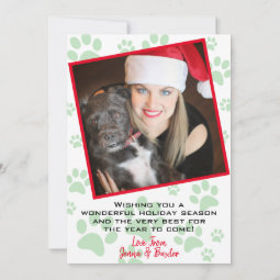 Happy Howlidays Fun Paw Print Christmas Tree Photo Holiday Card | Zazzle