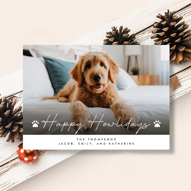 Happy Howlidays Funny Pet Dog Photo Christmas Holiday Card | Zazzle