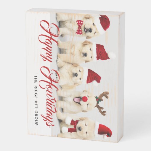 Happy Howlidays Pet Dog Holiday Photo | Christmas Wooden Box Sign | Zazzle