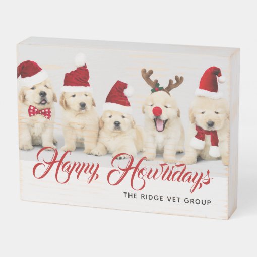 Happy Howlidays Pet Dog Holiday Photo | Christmas Wooden Box Sign | Zazzle
