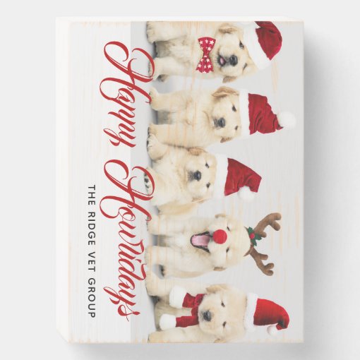 Happy Howlidays Pet Dog Holiday Photo | Christmas Wooden Box Sign | Zazzle