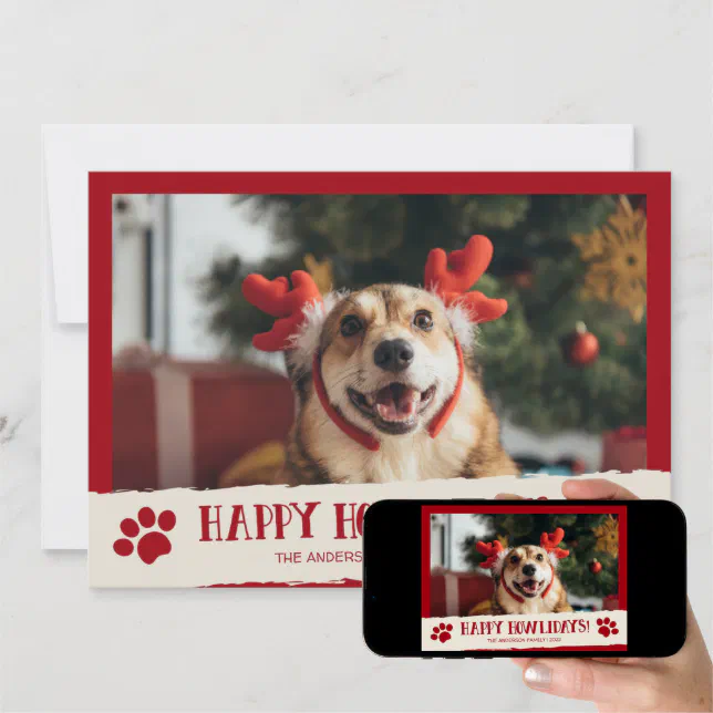 Happy Howlidays Pet Dog Photo Christmas Card | Zazzle
