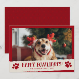 Happy Howlidays Pet Dog Photo Christmas Card | Zazzle