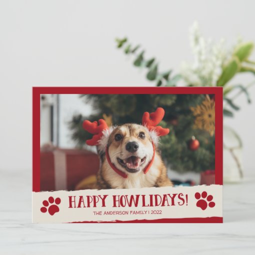 Happy Howlidays Pet Dog Photo Christmas Card | Zazzle