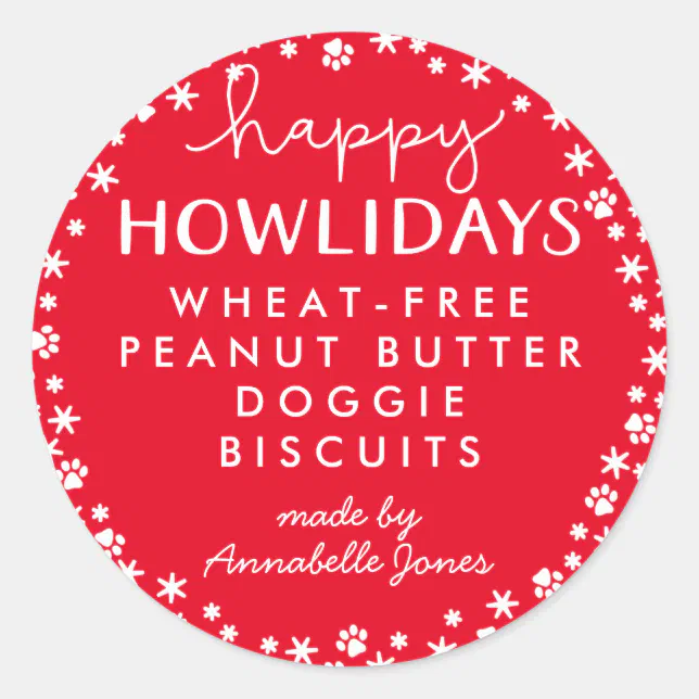 Happy Howlidays Pet Lover Holiday Treat Sticker | Zazzle