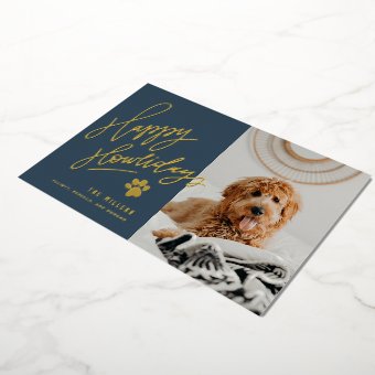 Happy Howlidays Pet Photo Christmas Foil Holiday Card | Zazzle