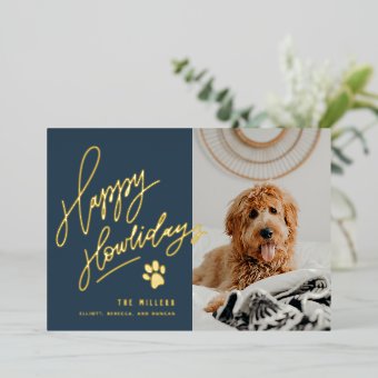 Happy Howlidays Pet Photo Christmas Foil Holiday Card | Zazzle