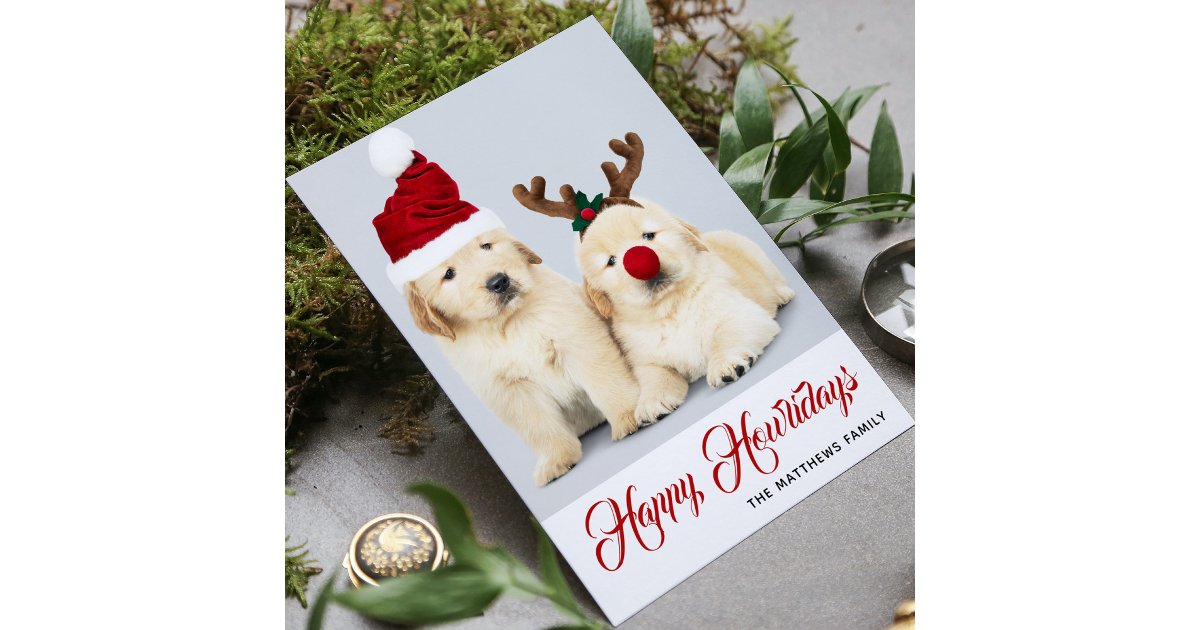 Happy Howlidays Puppy Dog Holiday Photo Christmas | Zazzle