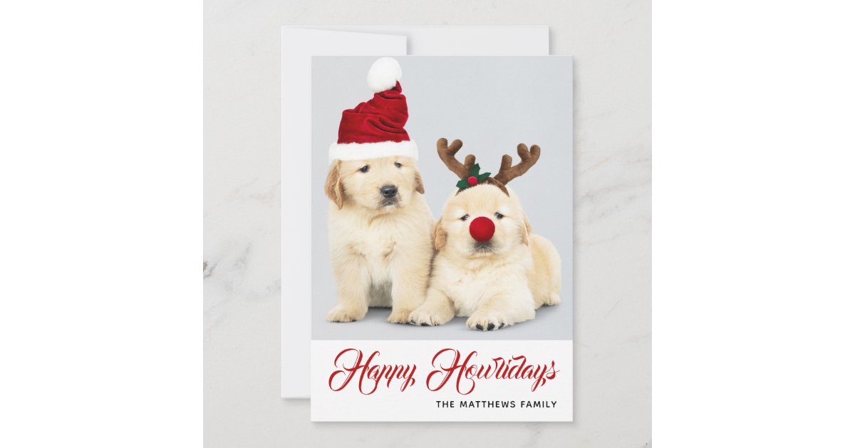 Happy Howlidays Puppy Dog Holiday Photo Christmas | Zazzle