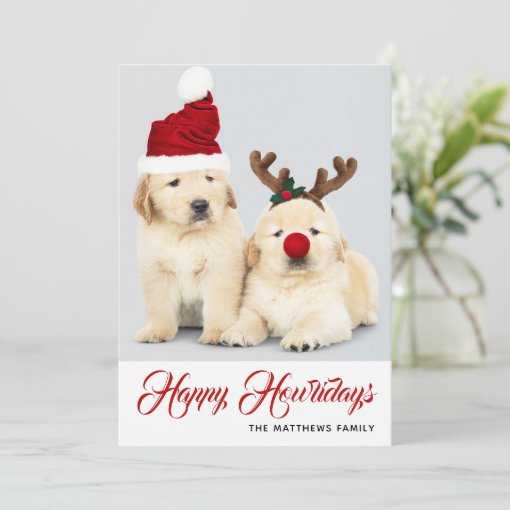 Happy Howlidays Puppy Dog Holiday Photo Christmas | Zazzle