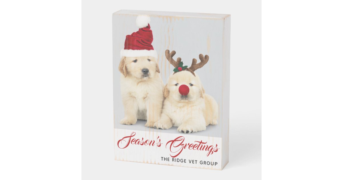 Happy Howlidays Season's Greetings Photo Christmas Wooden Box Sign | Zazzle