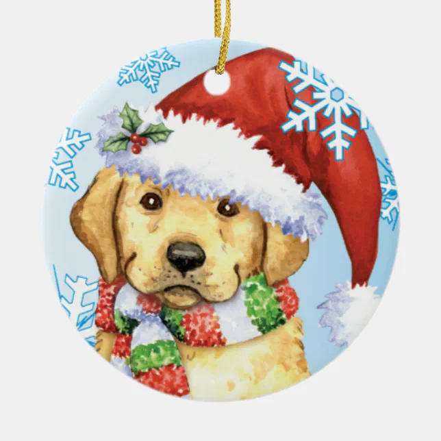 Happy Howlidays Yellow Lab Ceramic Ornament | Zazzle