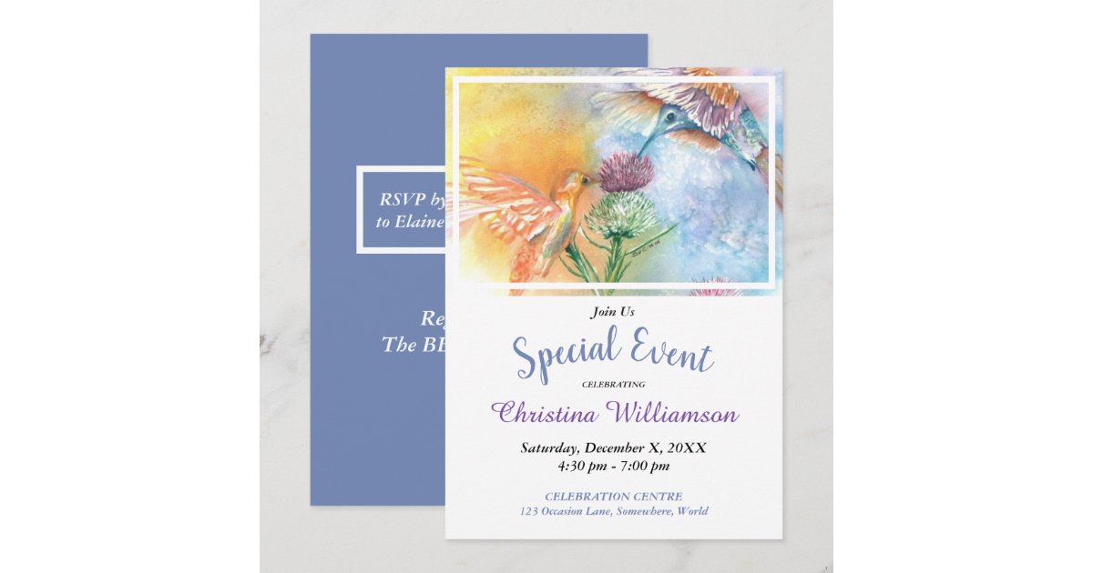 HAPPY HUMMING BIRDS PARTY EVENT INVITE | Zazzle