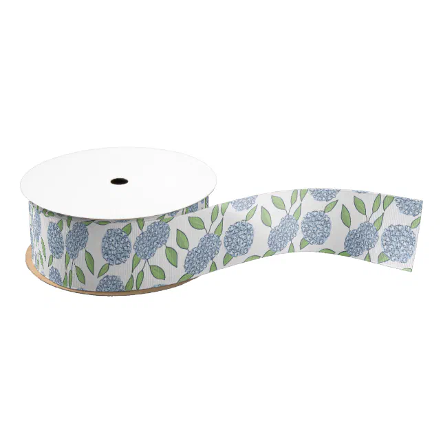 Happy Hydrangea Something Blue Wedding Grosgrain Ribbon | Zazzle