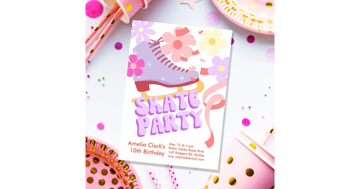 Happy Ice Skate Party Invitation | Zazzle