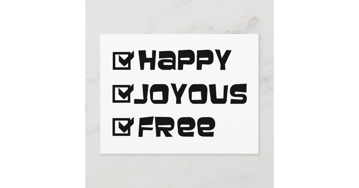 Happy Joyous Free Postcard | Zazzle