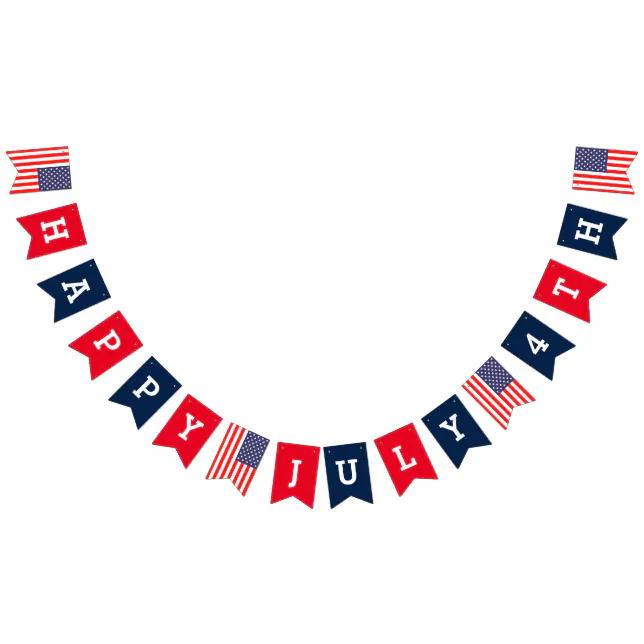 Happy July 4th US flag Bunting Banner Party Flags | Zazzle