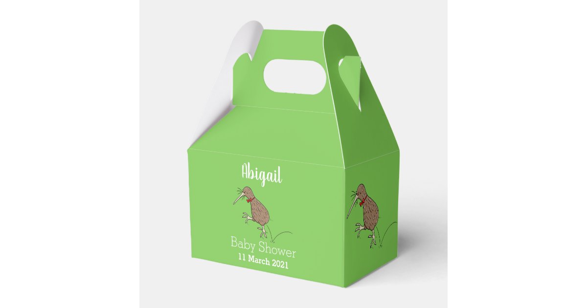 Happy jumping kiwi with bow tie cartoon design favor boxes | Zazzle