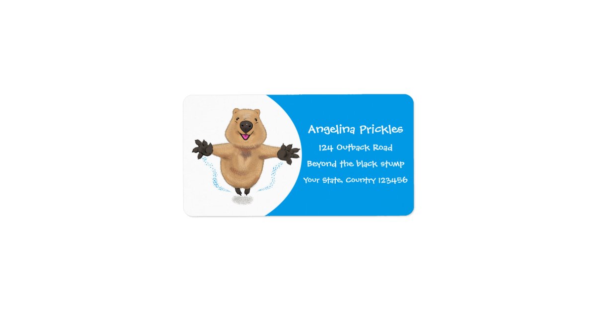 Happy jumping quokka cartoon design label | Zazzle