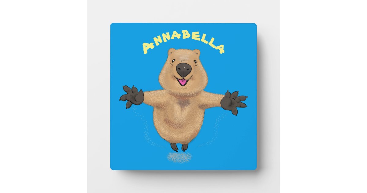Happy jumping quokka cartoon design plaque | Zazzle