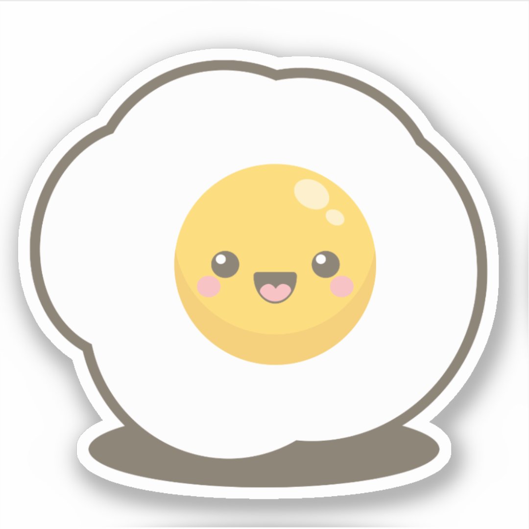 Happy Kawaii Fried Egg Sticker | Zazzle
