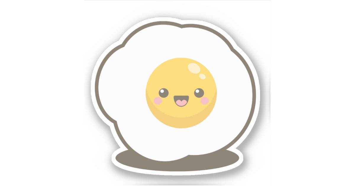 Happy Kawaii Fried Egg Sticker | Zazzle