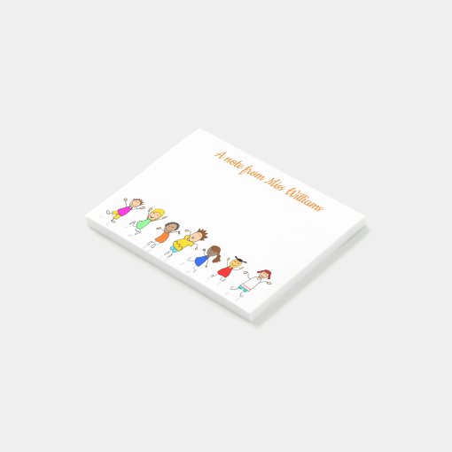 Happy Kids Message From Teacher Name Personalized Post-it Notes | Zazzle