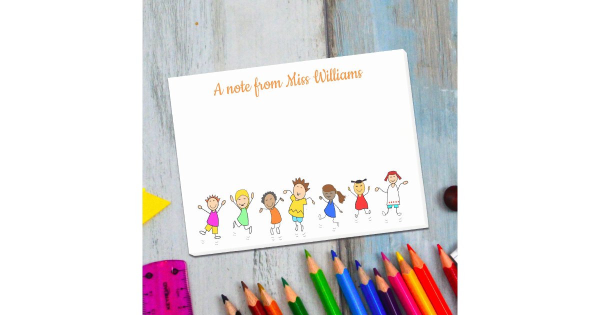 Happy Kids Message From Teacher Name Personalized Post-it Notes | Zazzle