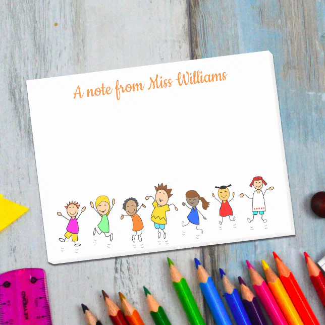 Happy Kids Message From Teacher Name Personalized Post-it Notes | Zazzle