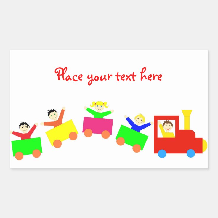 Happy Kids Train Rectangular Sticker | Zazzle