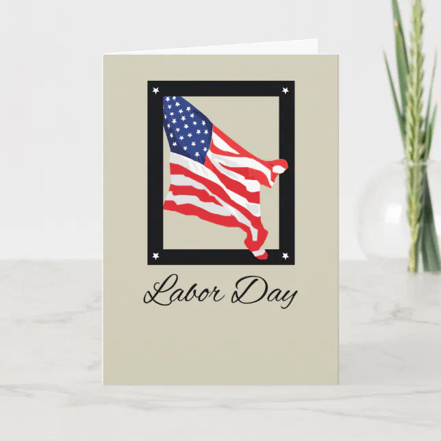 Happy Labor Day, American Flag, Tan Card | Zazzle