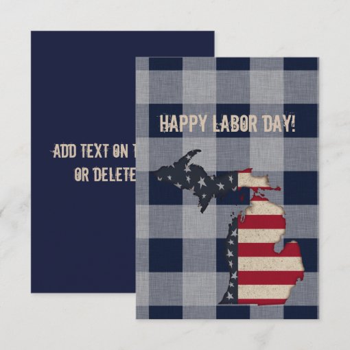 Happy Labor Day! | Michigan | Buffalo Plaid Card | Zazzle