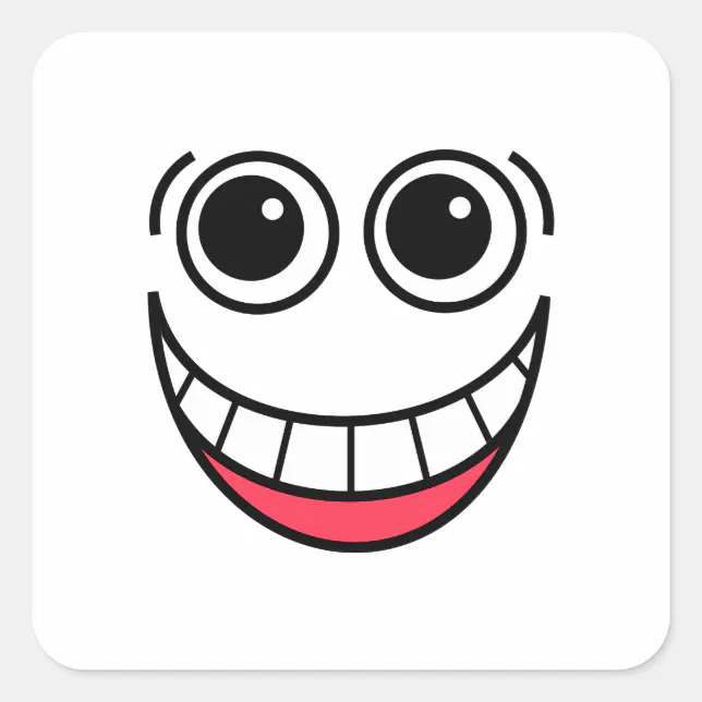 Happy Laughing Funny Comic Cartoon Face Square Sticker | Zazzle