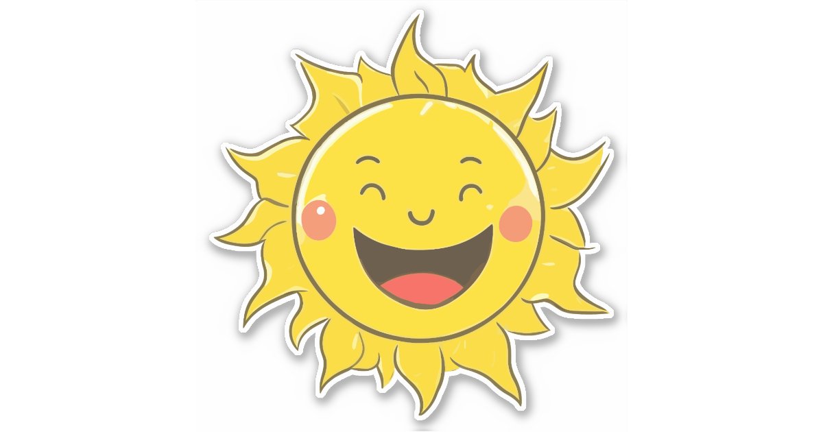 Happy laughing sun sticker | Zazzle