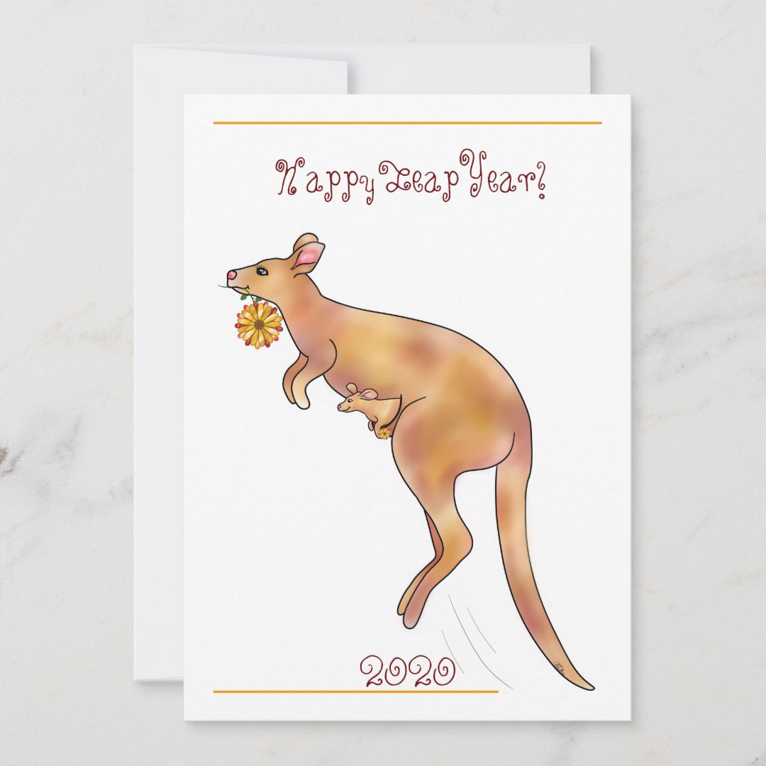 Happy Leap Year Kangaroo | Thank You Card | Zazzle