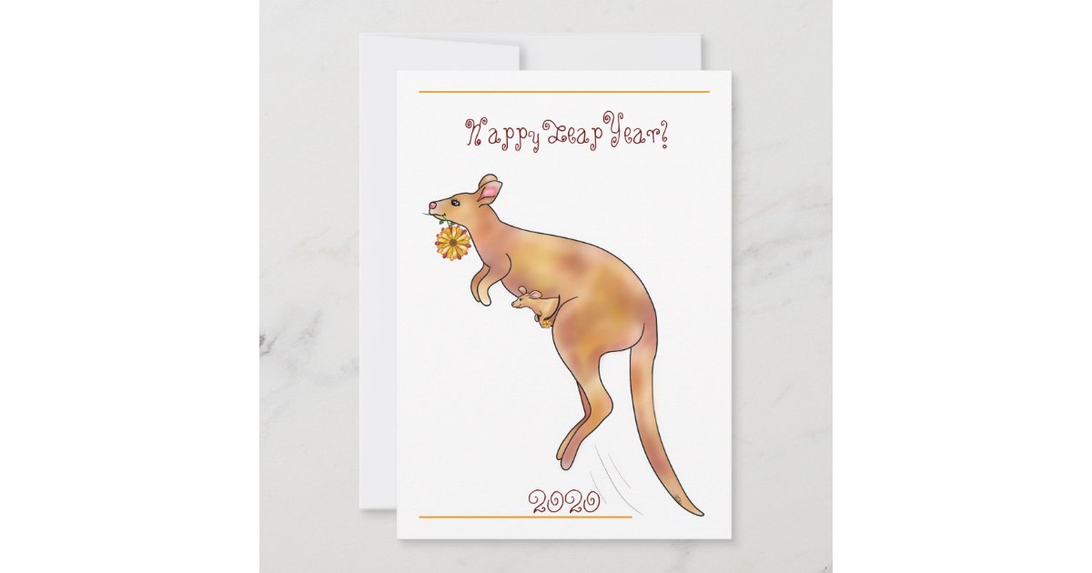 Happy Leap Year Kangaroo | Thank You Card | Zazzle