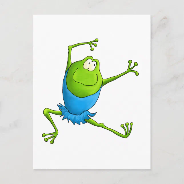 Happy Leaping Ballet Frog Postcard | Zazzle