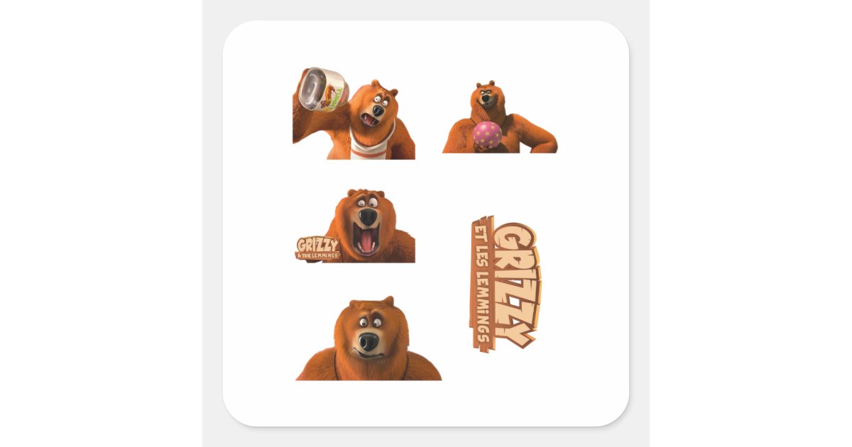 Happy Lemmings Tabodi and Grizzy Square Sticker | Zazzle