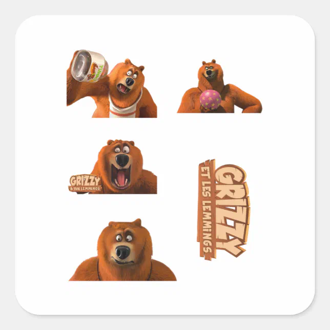 Happy Lemmings Tabodi and Grizzy Square Sticker | Zazzle
