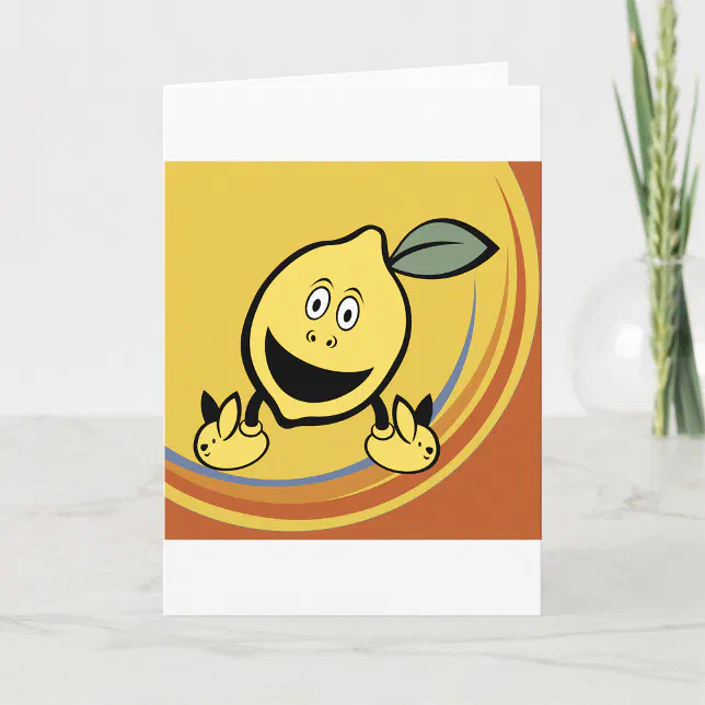 Happy Lemon Face Card | Zazzle