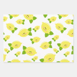 Happy Lemon Wrapping Paper Set | Zazzle