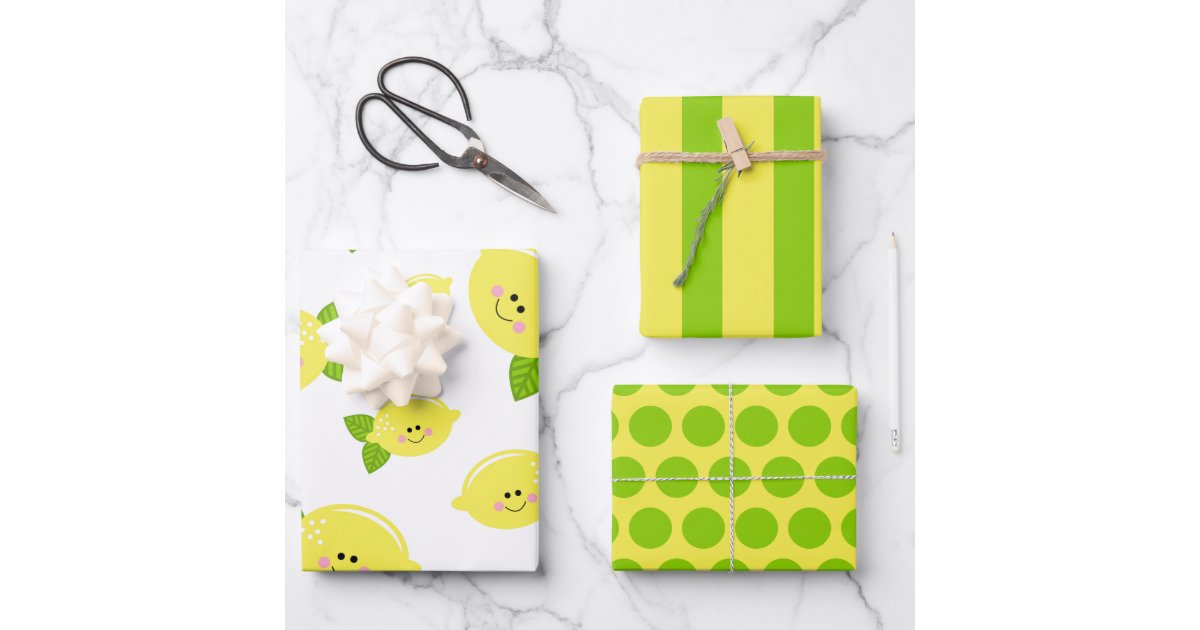 Happy Lemon Wrapping Paper Set | Zazzle